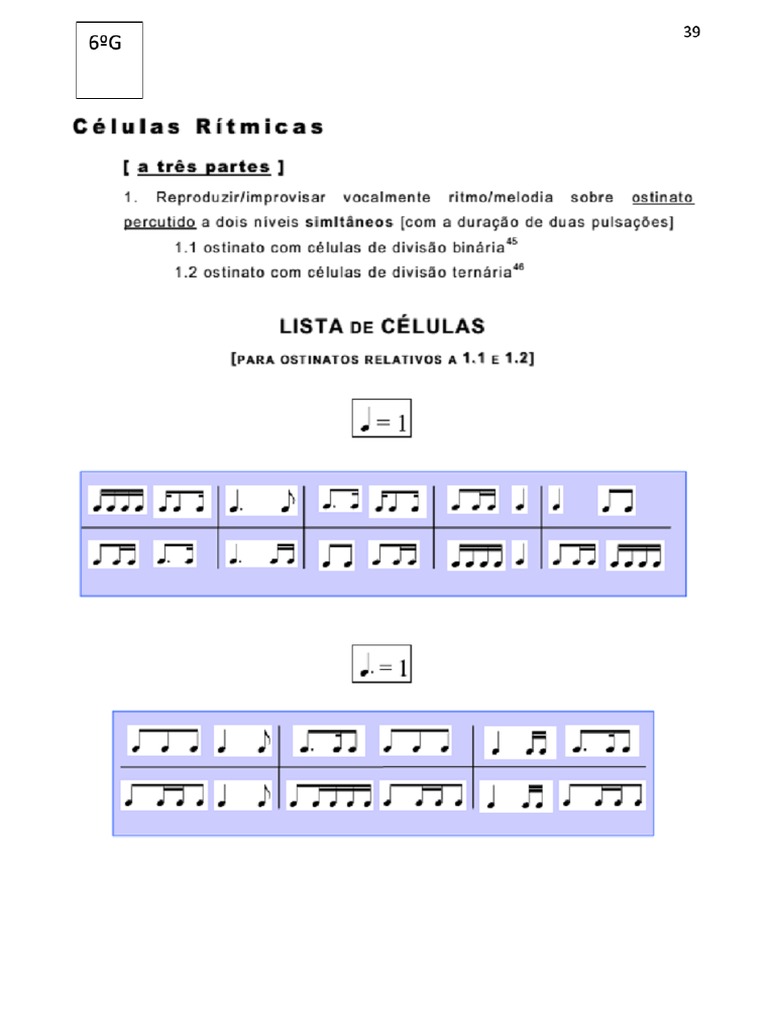 celulas ritmicas 6º g a saber | PDF