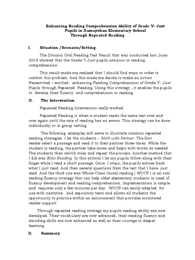 Enhancing Reading Comprehension Ability of Grade V | PDF | Reading ...