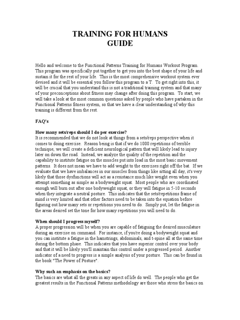 Training For Humans Guide | PDF | Vertebral Column | Biomechanics