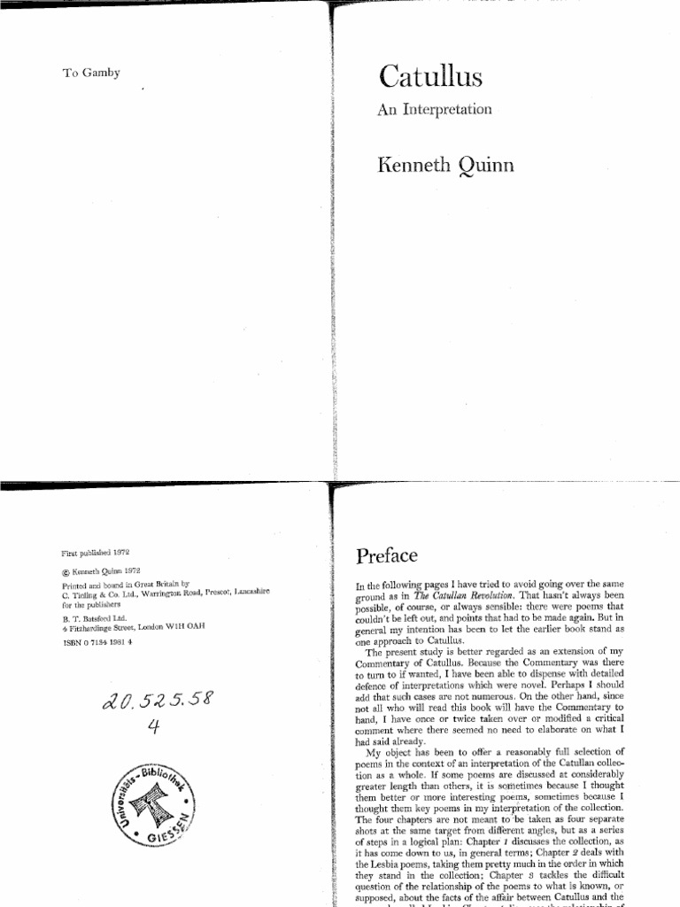 Quinn - 1972 - Catullus, An Interpretation | PDF