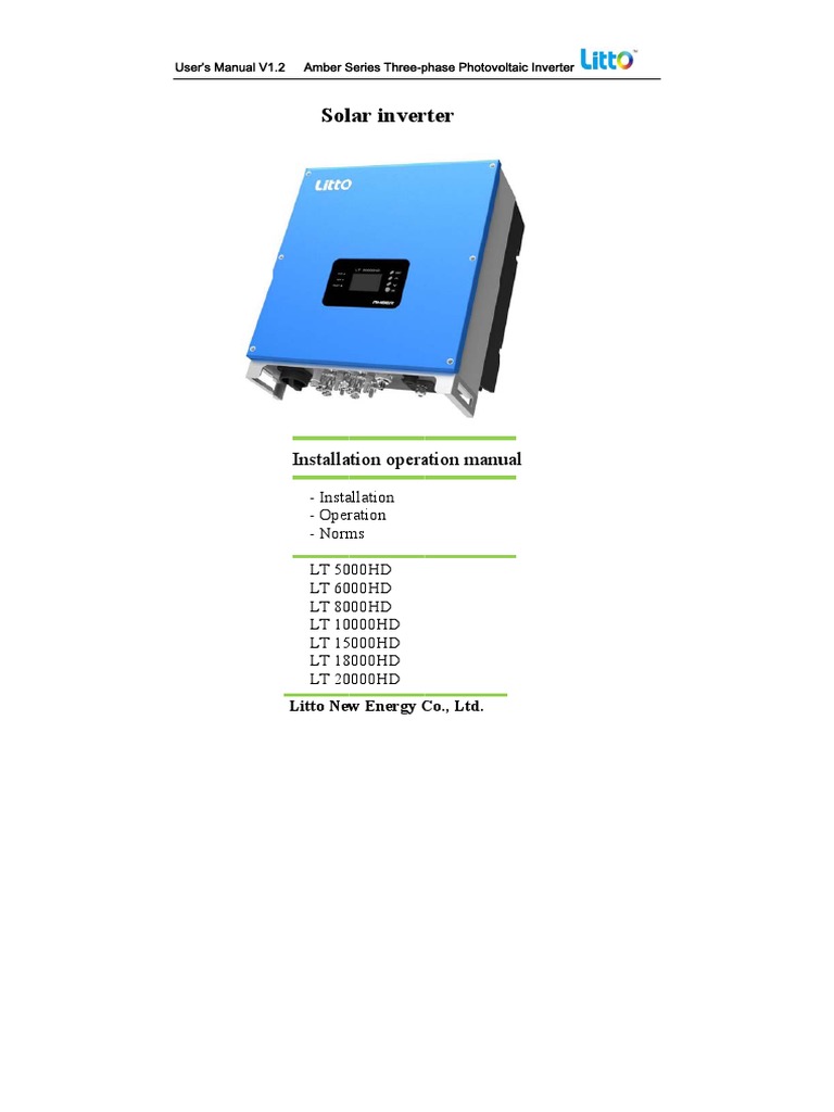 LT 15000/18000/20000HD Manual | PDF | Power Inverter | Photovoltaic System