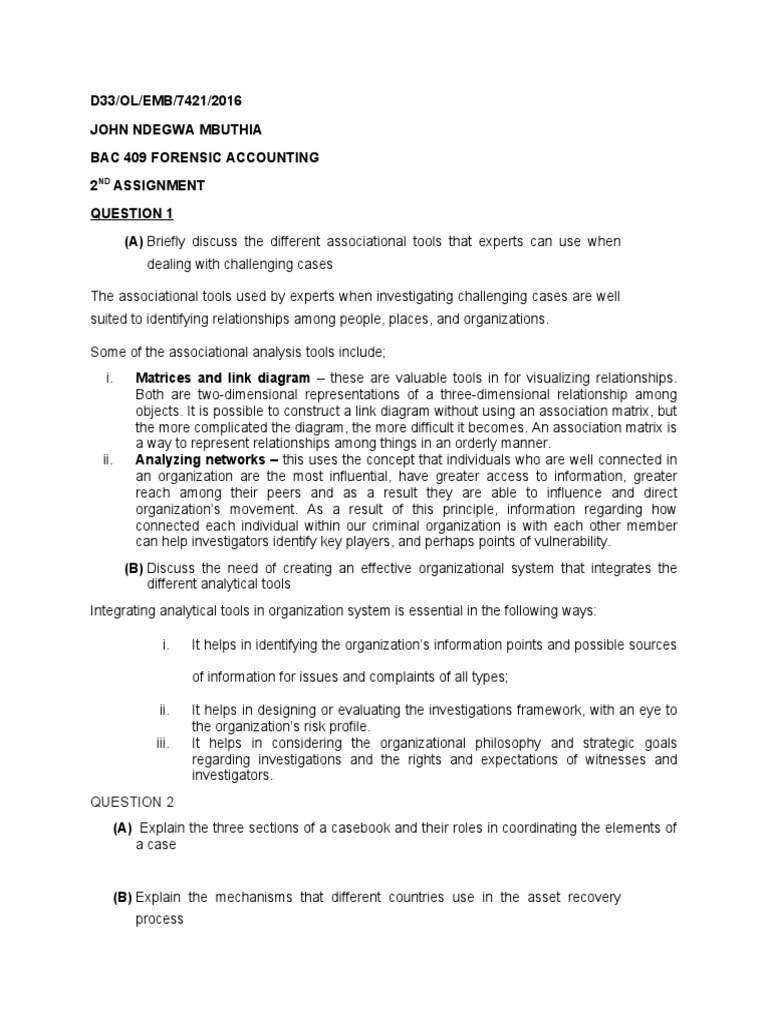 Forensic Accounting Assisnment | PDF | Theft | Money Laundering