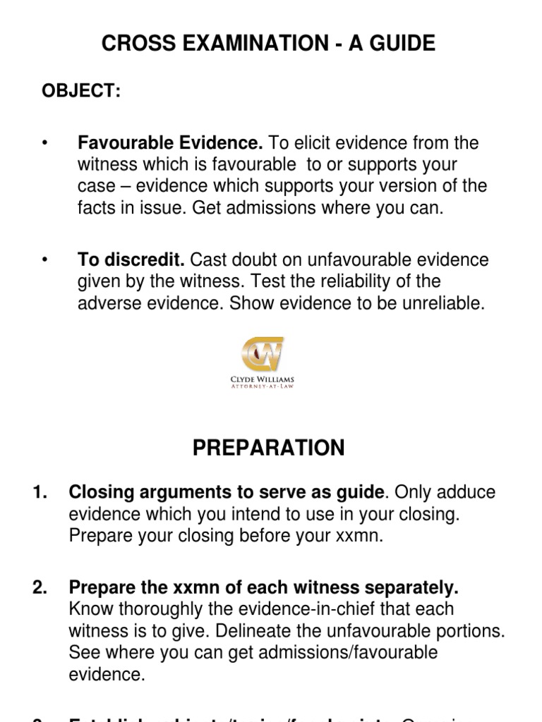 Cross Examination - A Guide: Object | PDF | Witness | Evidence
