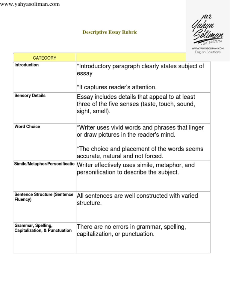 20 - Descriptive Essay Writing | PDF | Metaphor | Essays