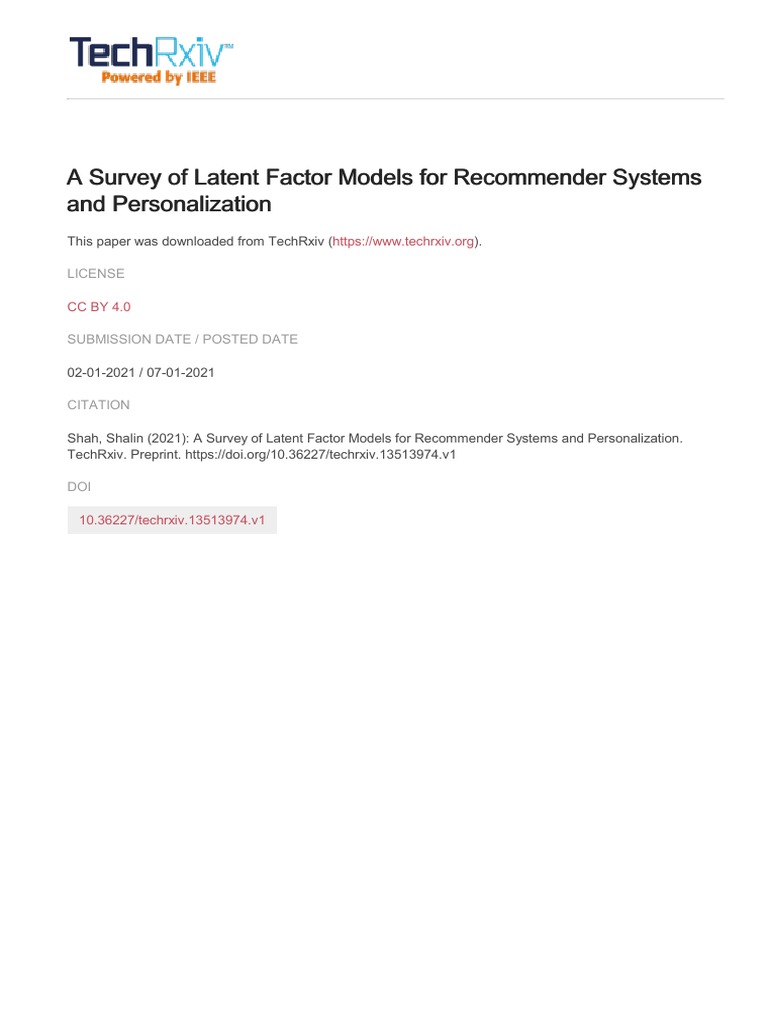 Rec Sys Comparison | PDF | Matrix (Mathematics) | Algebra