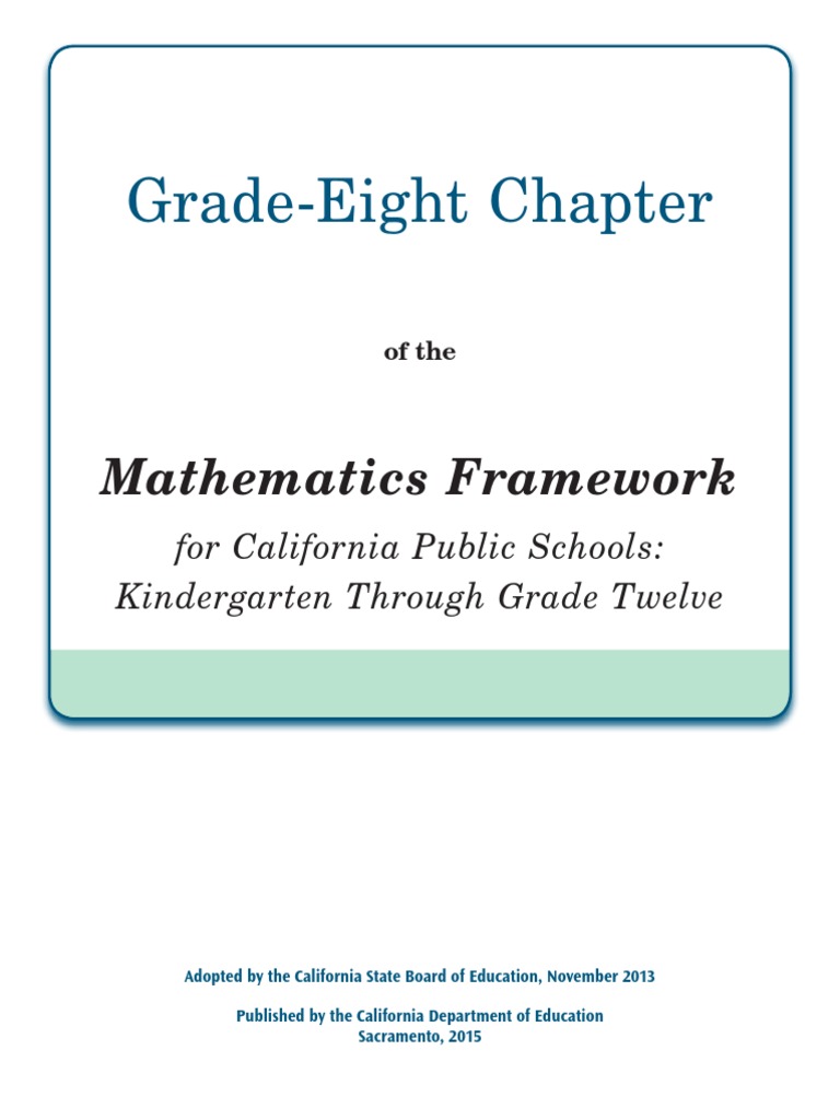 Mathematics Framework For California Public Schools: Kindergarten ...