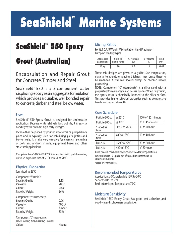 Denso SeaShield 550 Epoxy Grout Australia 1 | PDF | Epoxy | Concrete