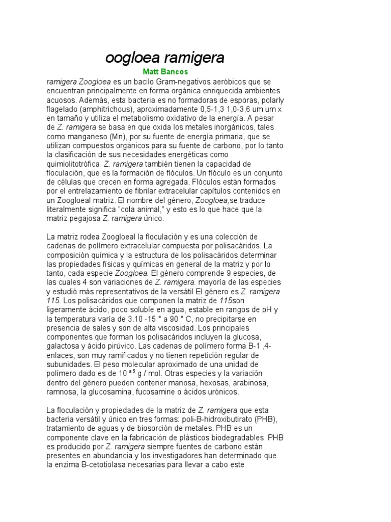 Zoogloea Ramigera | PDF | Manganeso | Metabolismo