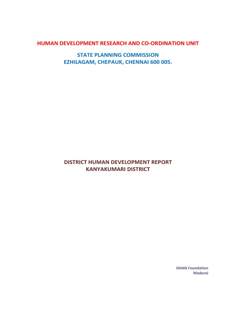 District Human Development Report - Kanyakumari District | PDF ...
