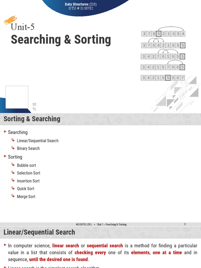 DS Unit-5 Searching-Sorting | PDF | Computer Programming | Teaching ... DS Unit-5 Searching-Sorting | PDF | Computer Programming | Teaching ...