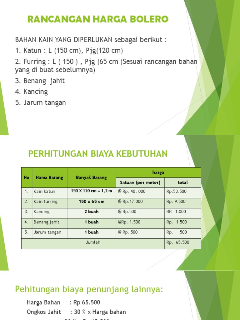 Rancangan Harga Bolero | PDF