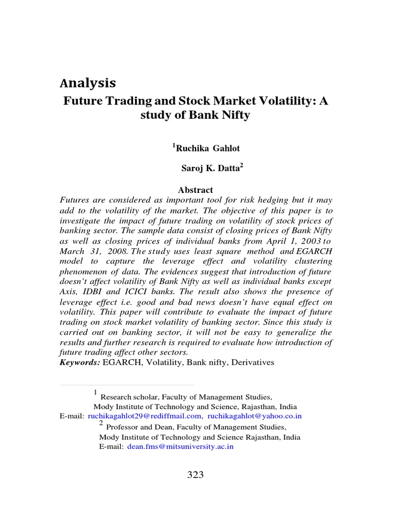 Analysis of the Impact of Future Trading on Volatility in the Banking Sector Stock Market ...
