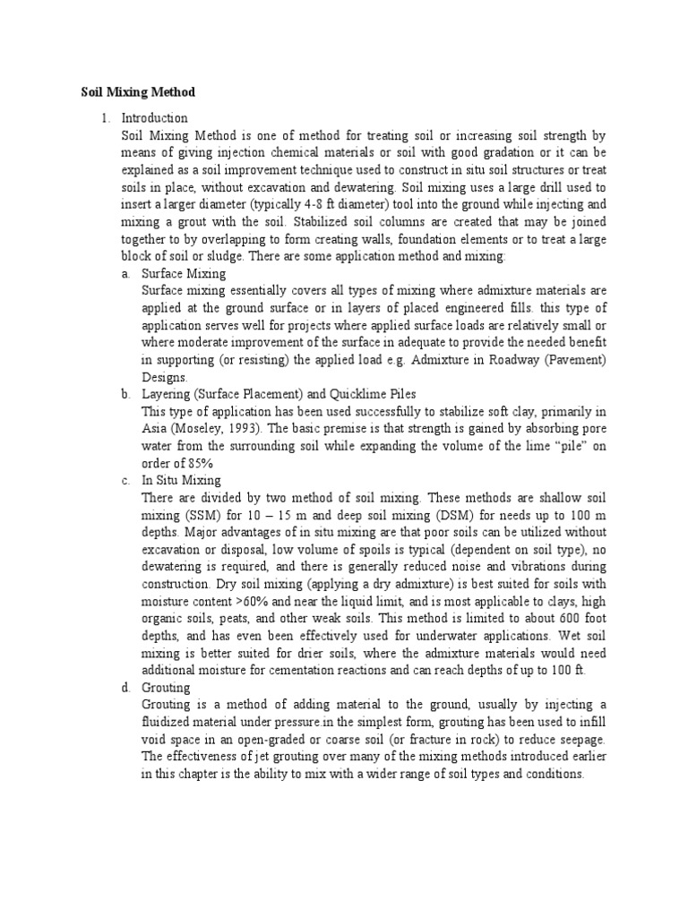 Soil Mixing Method | PDF | Deep Foundation | Concrete