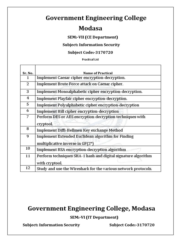 7 CE - IS - Practical List and Index | PDF