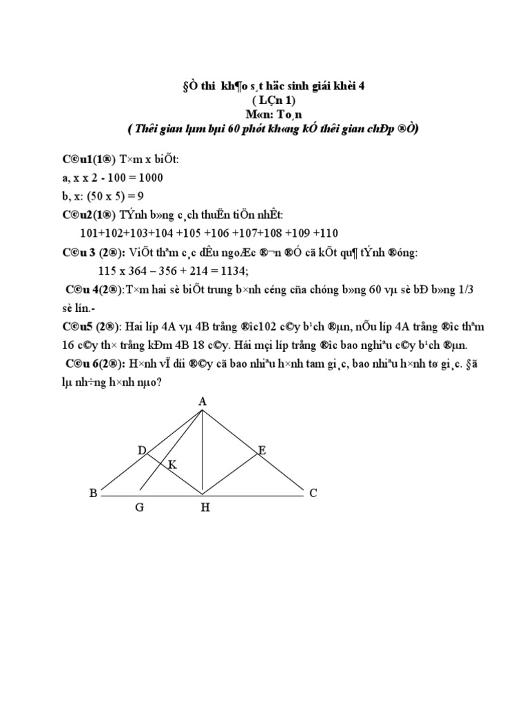 De Thi HSG Mon Toan Lop 4 Nhieu de | PDF