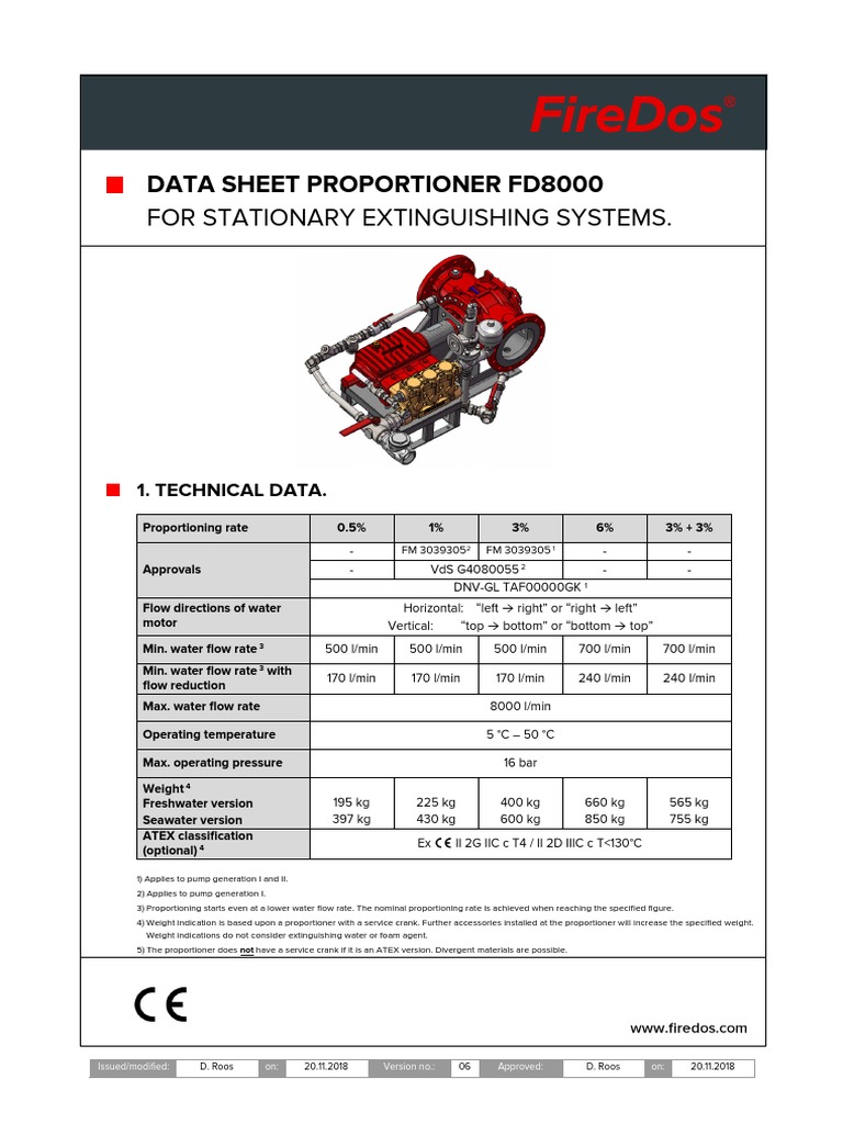 DATA SHEET FireDos FD8000 Stationary | PDF | Valve | Pump