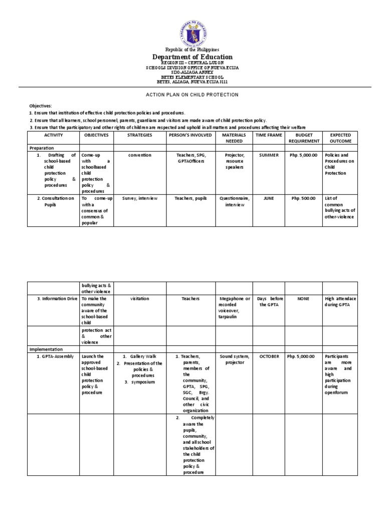Action Plan SCPP | PDF | Social Institutions | Social Science