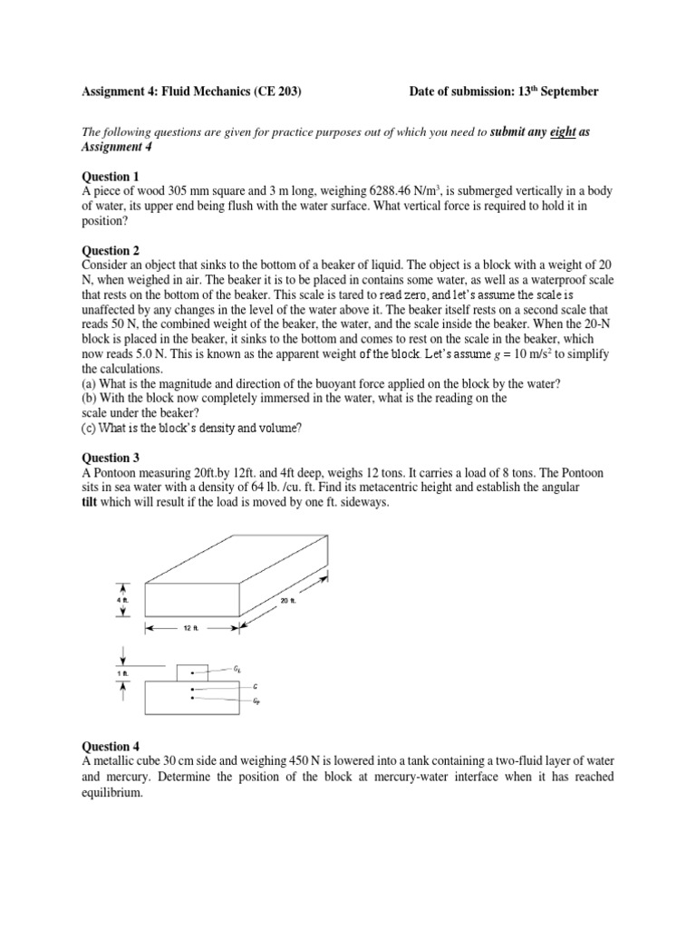 Assignment 4 New | PDF | Buoyancy | Mechanical Engineering
