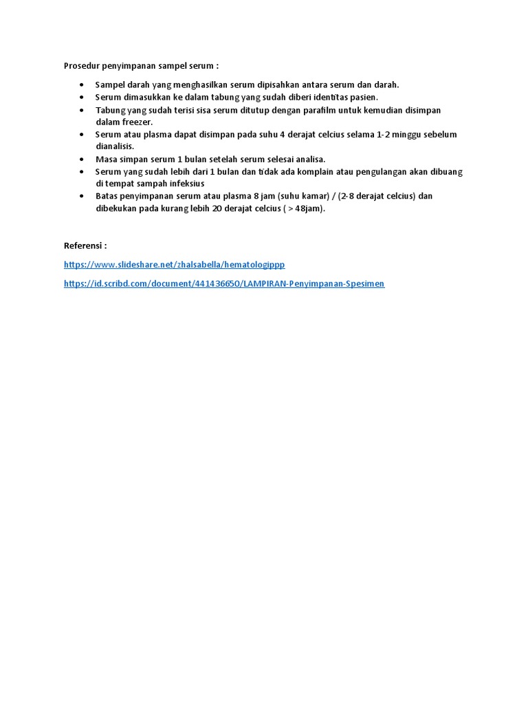 Penyimpanan Serum | PDF | Kesehatan Holistik | Teknologi & Rekayasa