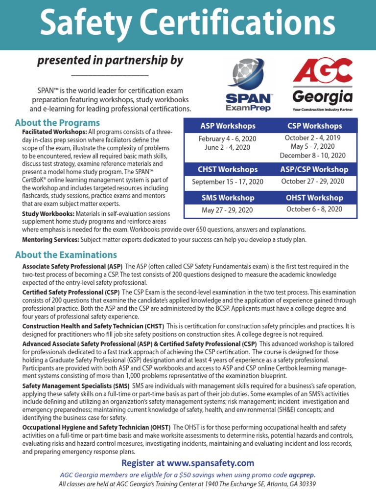 SPAN Safety Workshops 2019 | PDF | Test (Assessment) | Safety