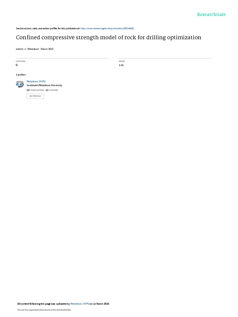 Confined Compressive Strength Model of Rock For Drilling Optimization ...