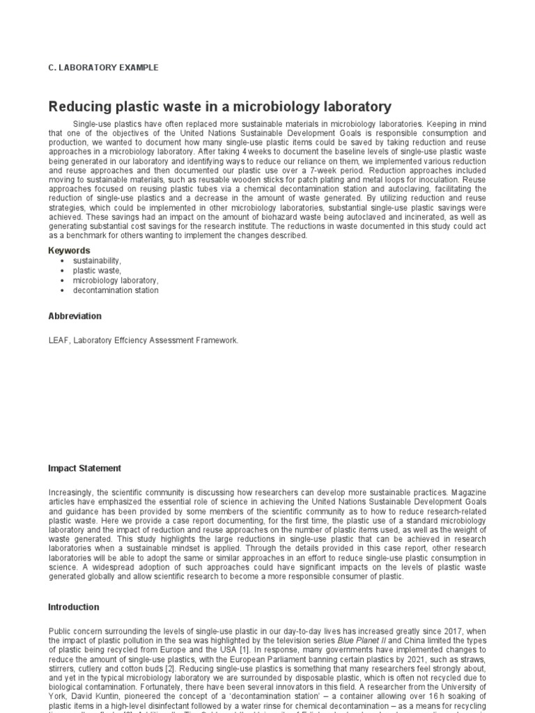 Reducing Plastic Waste in A Microbiology Laboratory | PDF | Hazardous ...
