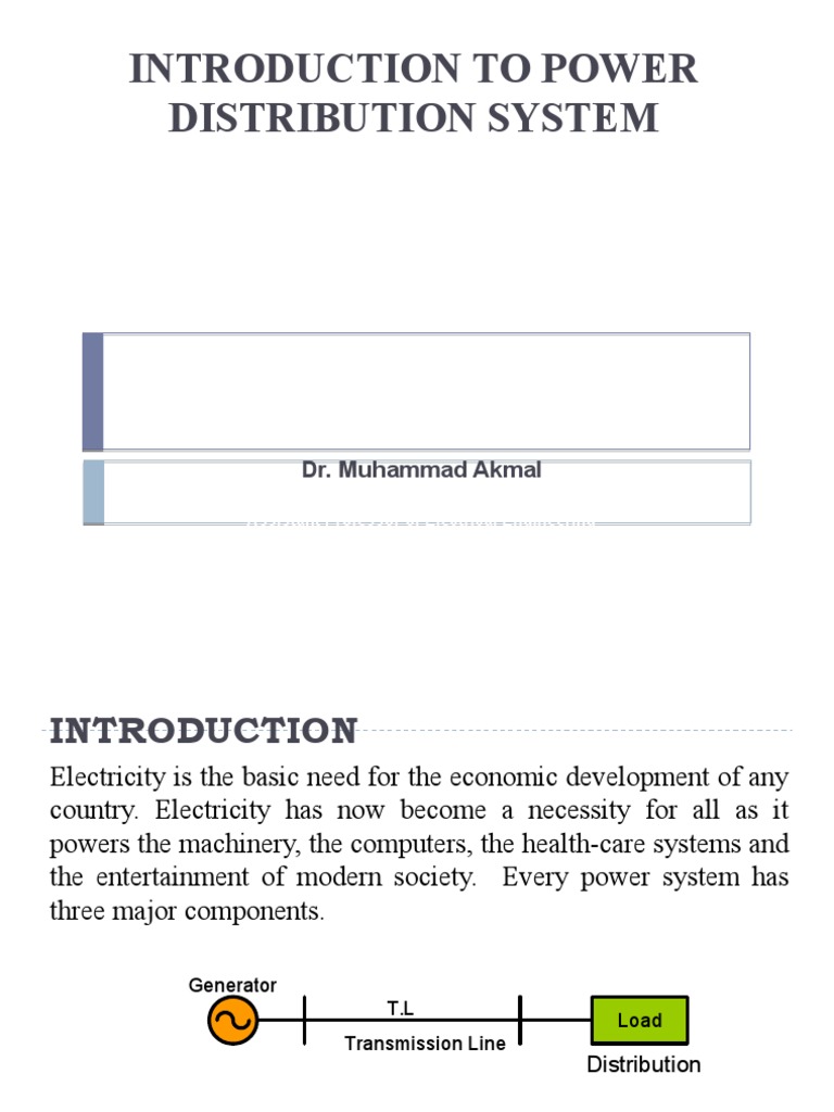 Lecture 1 Introduction To Power Distribution Systems | PDF | Electric ...