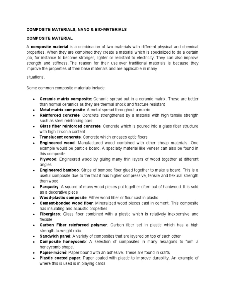 Composite Materials Nano and Biomaterials | PDF | Composite Material | Biomaterial