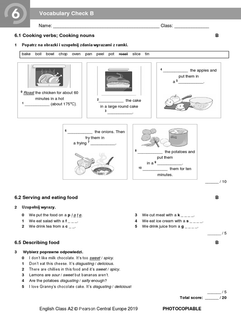 EC - A2 - Tests - Vocabulary Check 6B | PDF | Foods | Cakes