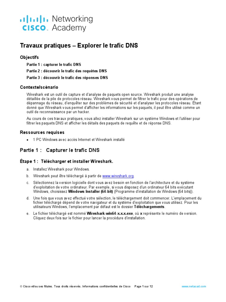 Explorer le Trafic DNS avec Wireshark | PDF | Système de noms de ...