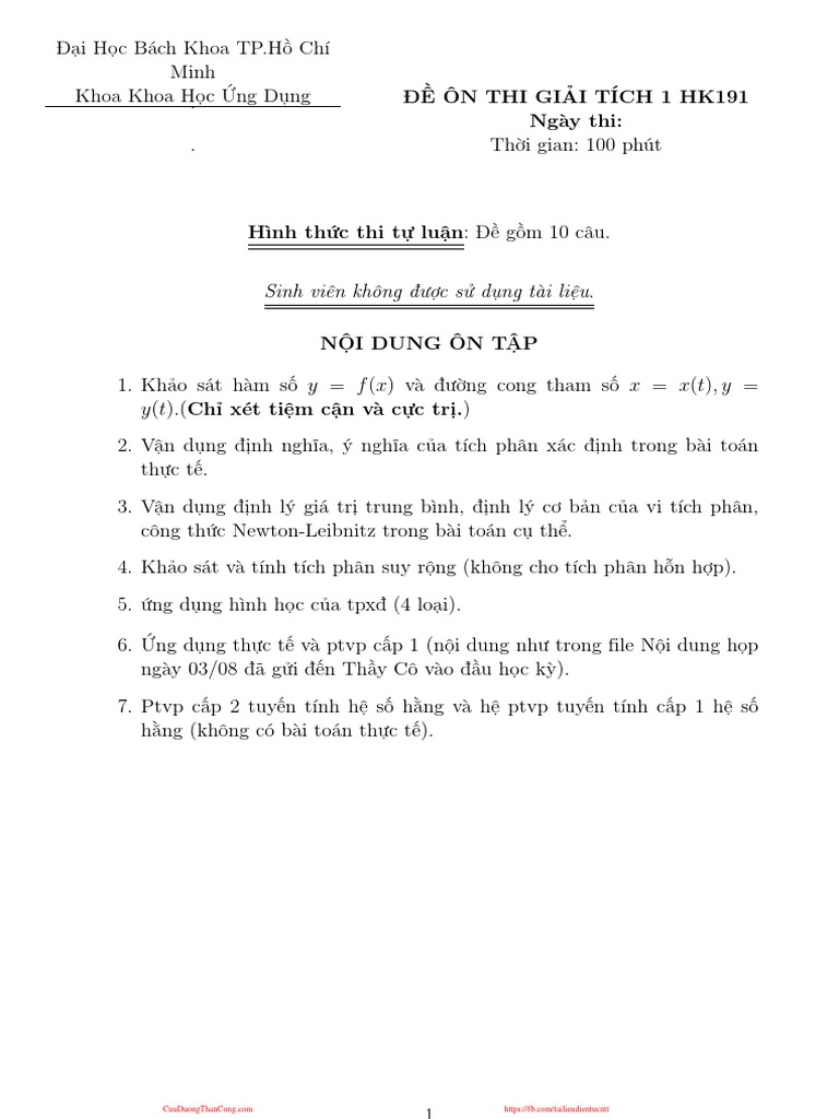 (BKHCM Gt1) de Thi Mau - hk191 (4) (1) (Cuuduongthancong - Com) | PDF