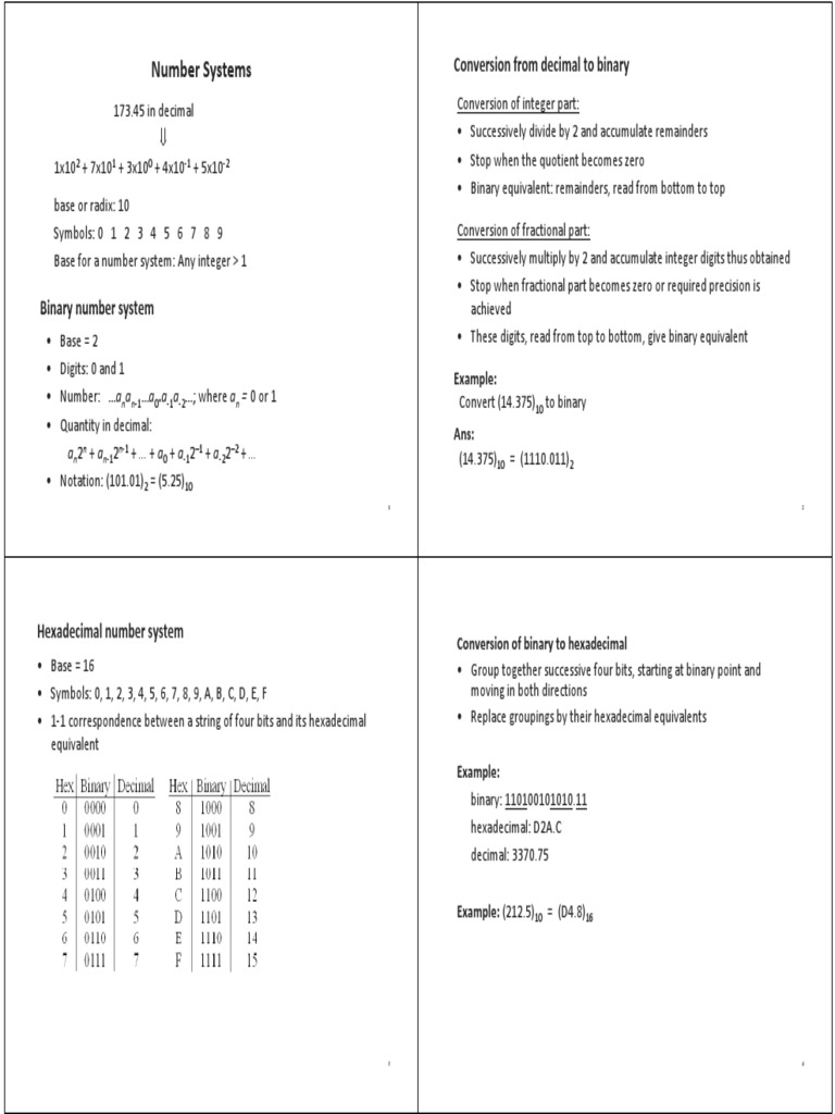 Number Systems: Conversion From Decimal To Binary | PDF | Decimal | Encodings