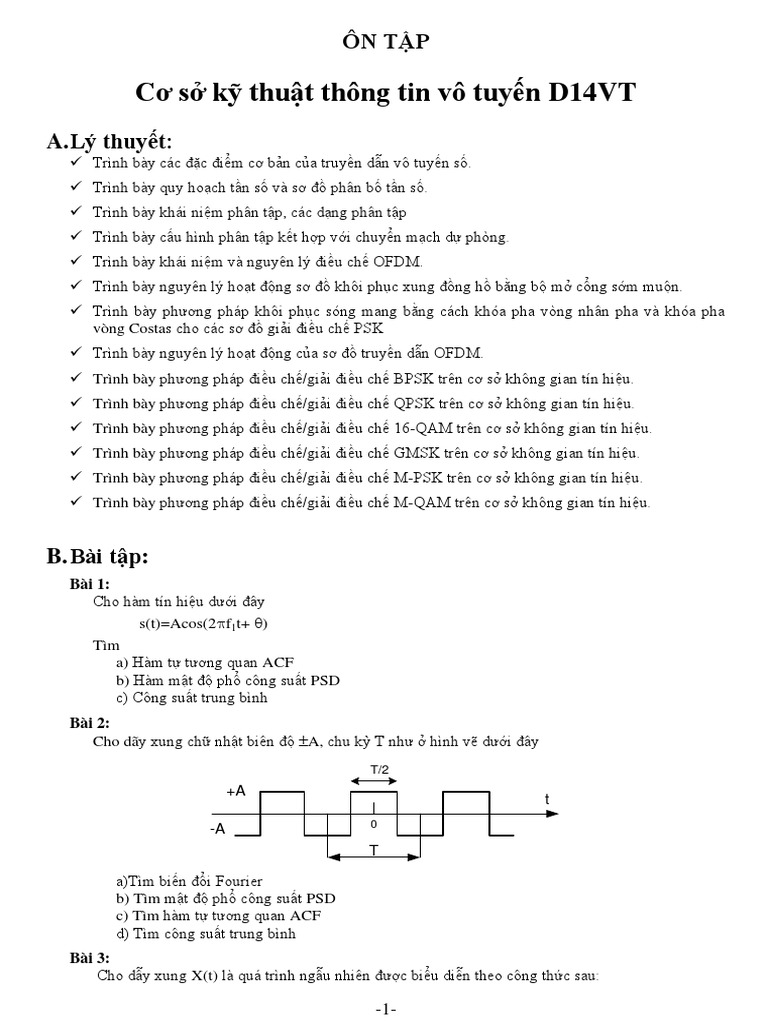 On Tap - Co So Ky Thuat Thong Tin Vo Tuyen - D14VT | PDF