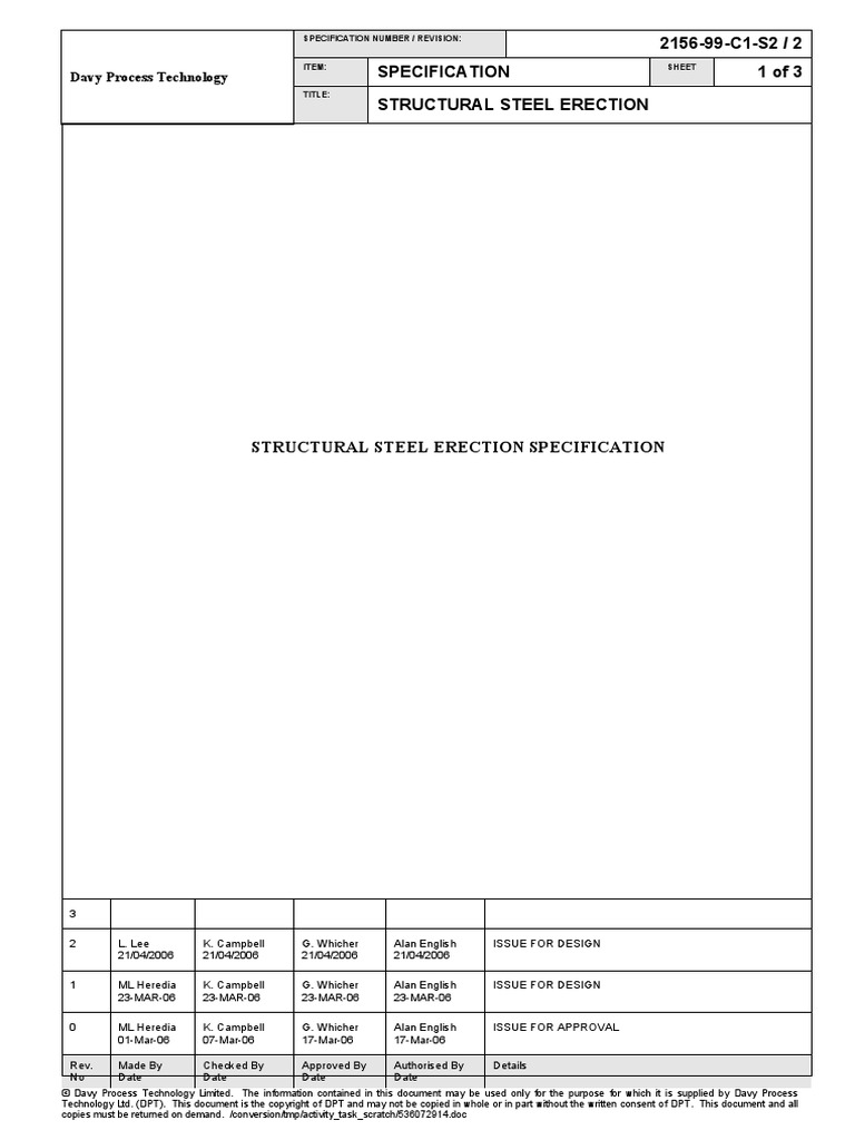 Steel Structure Erection Specification | Download Free PDF ...