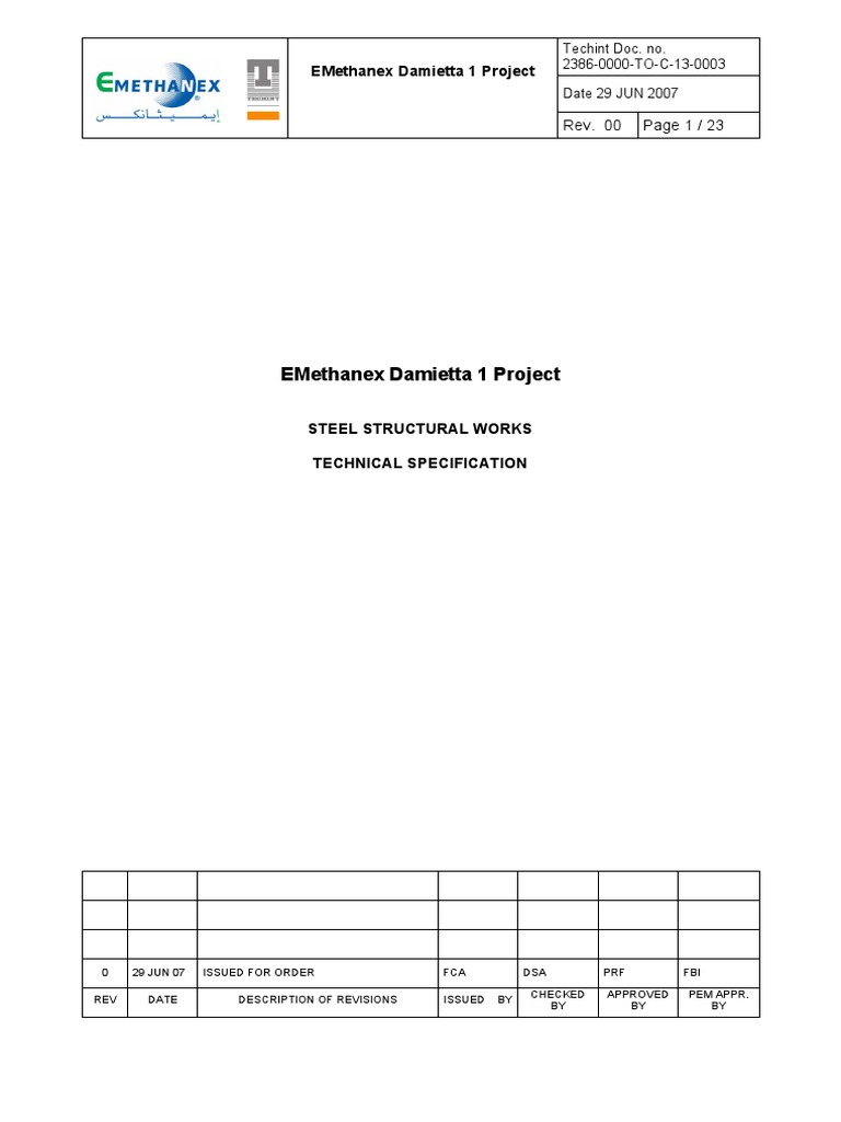 Steel Structure Technical Specification | PDF | Specification (Technical Standard) | Galvanization