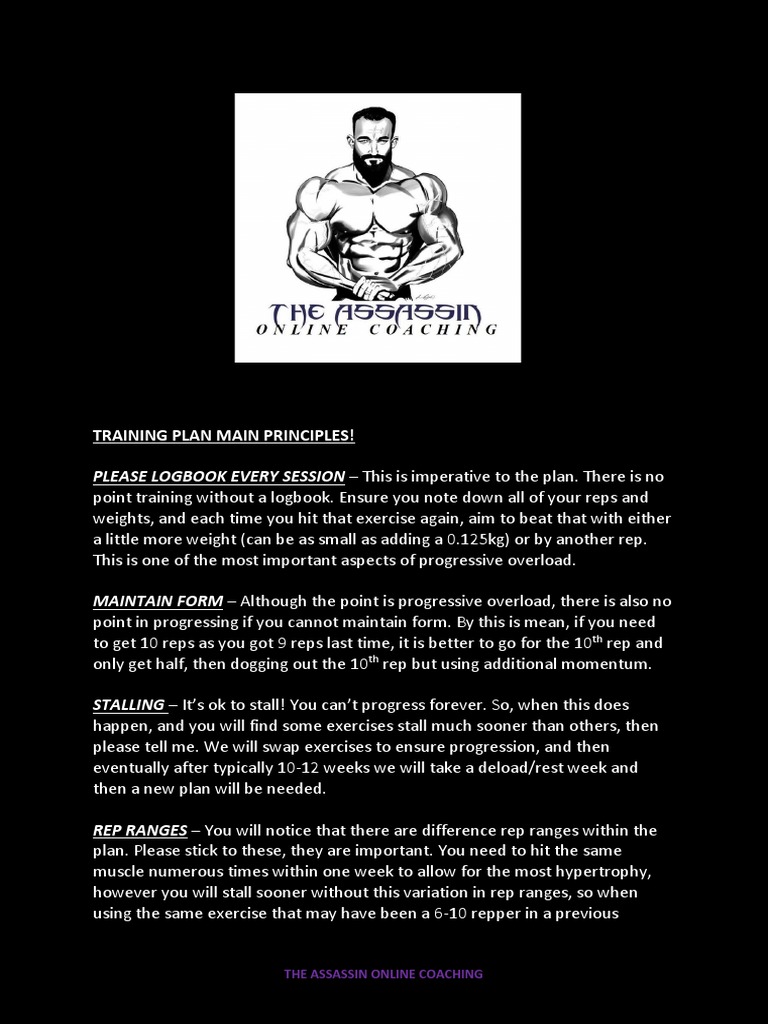 TRAINING PLAN 4 Day Progressive Overload Heavy-Back Off | Download Free ...