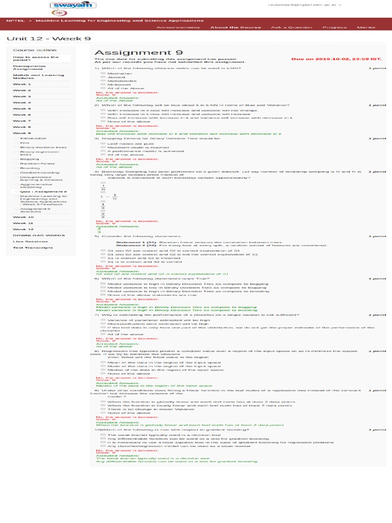 Noc19 cs82 Assignment Week 9 | PDF