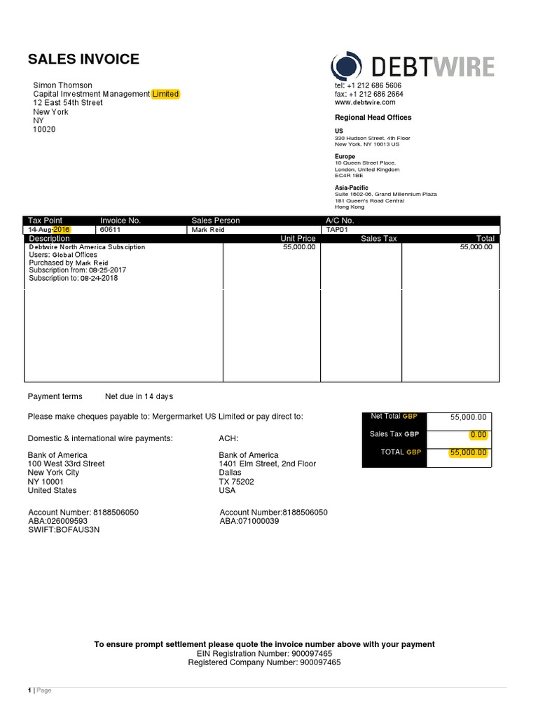 Invoice 1 - Test | PDF | Payments | Economies