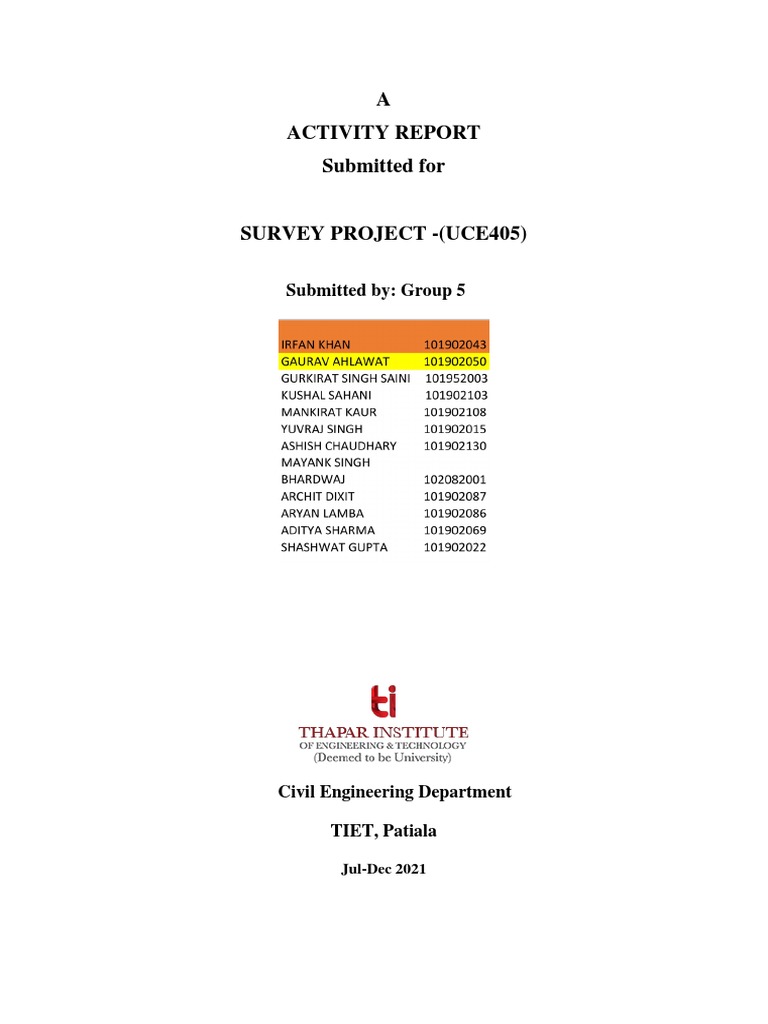 Survey Project Activity Report 2021 | PDF | Technology & Engineering
