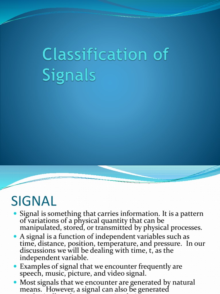 Lesson 1 Classifications and Characteristics of Signals | PDF | Discrete Time And Continuous ...