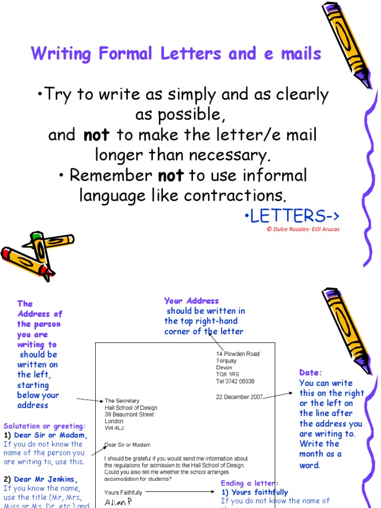 Writing Formal Letters and e Mails | PDF | Written Communication | Writing