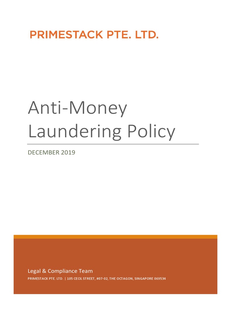 Anti-Money Laundering Policy | PDF | Money Laundering | Identity Document