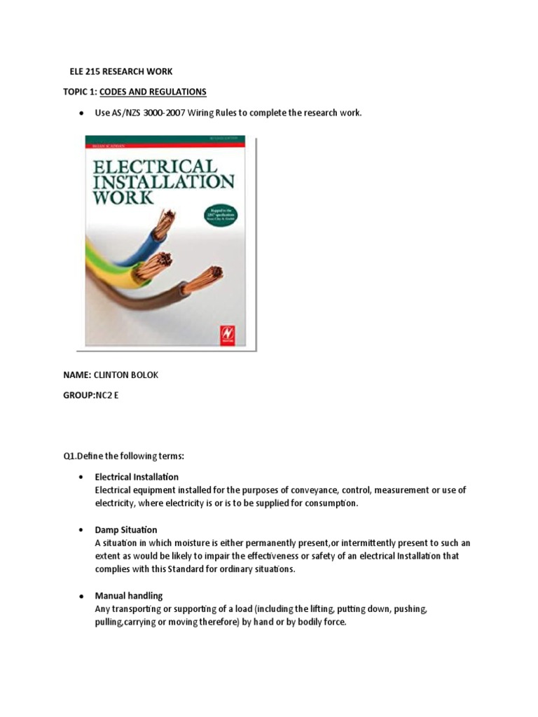 Safety Regulations and Requirements for Electrical Installations in ...