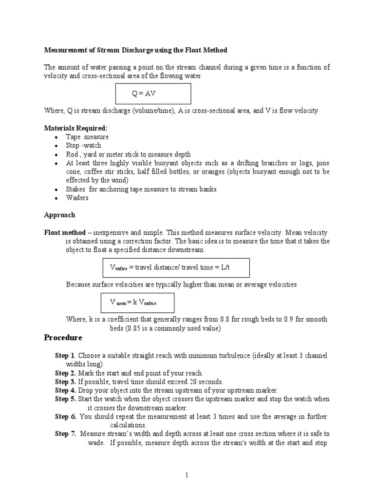 Measuring Stream Discharge Using the Float Method: A Simple Yet ...