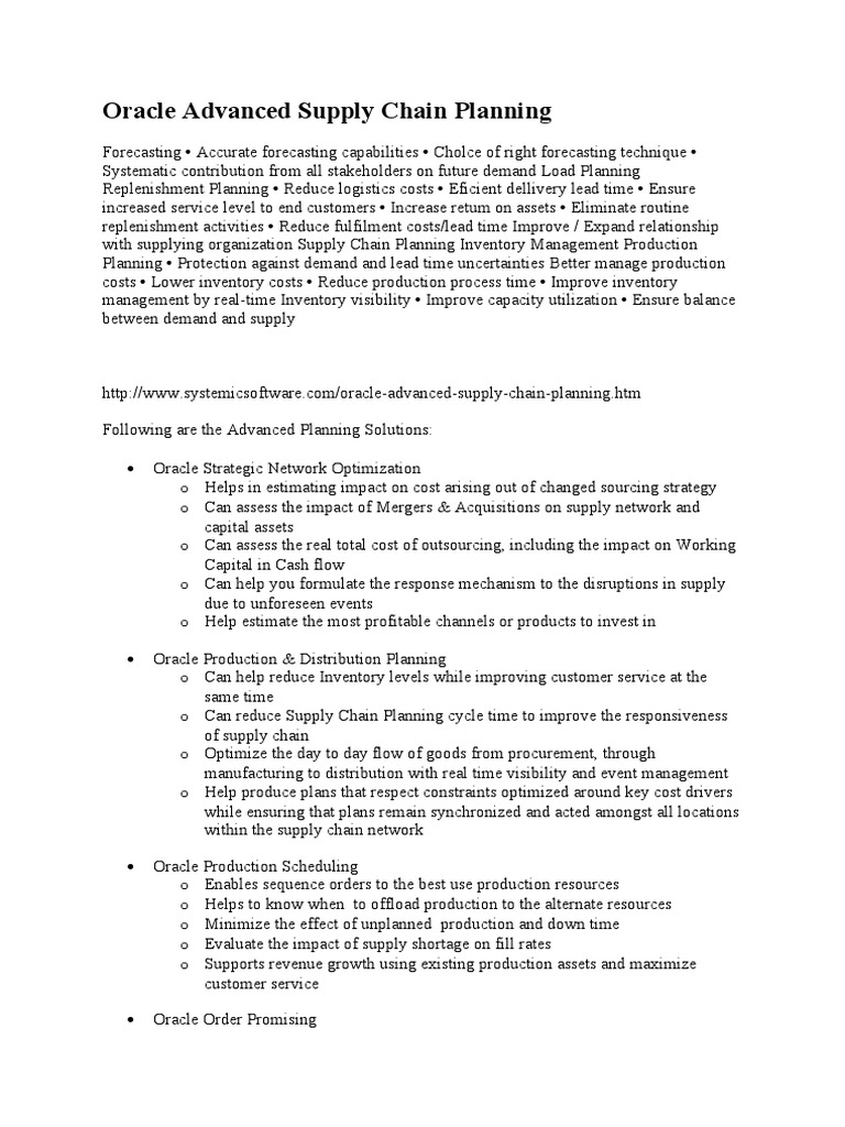 Oracle Advanced Supply Chain Planning Guide | PDF | Inventory | Supply ...
