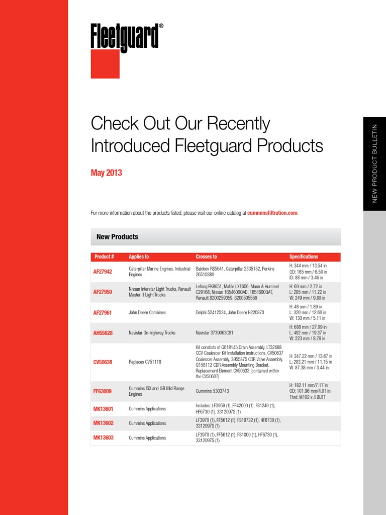 Filtros Fleetguard | PDF | Filtration | Motor Vehicle