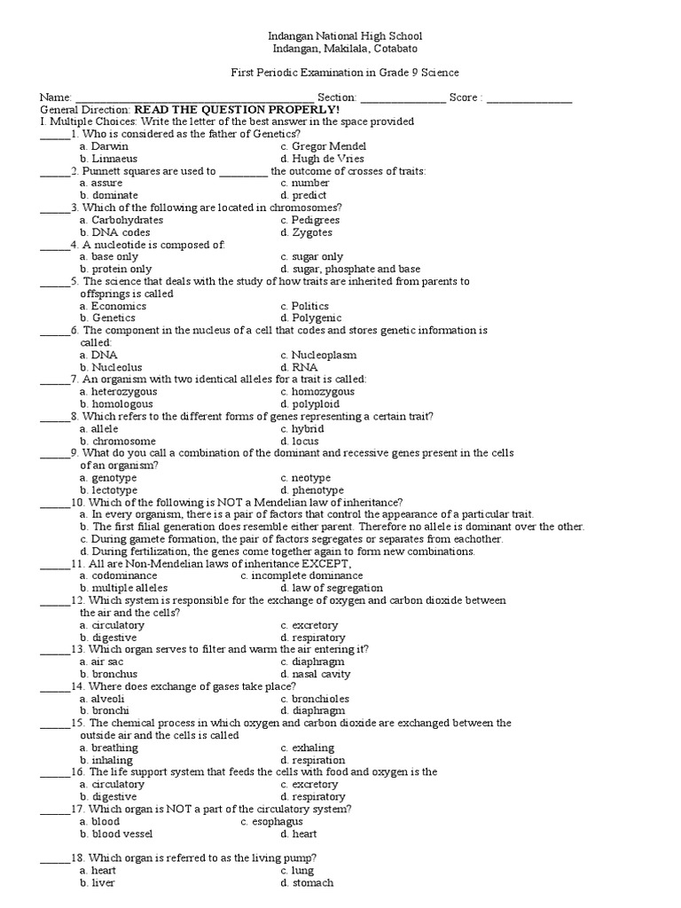 Grade 9 Science | PDF | Blood | Respiratory System