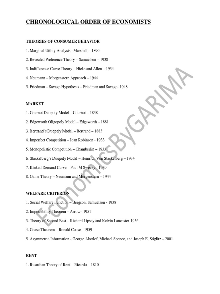 Chronological Order of Economists | PDF | Quantity Theory Of Money ...