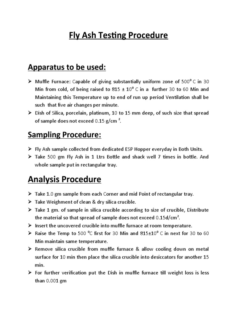 Fly Ash Testing Procedure: Apparatus To Be Used | PDF | Cooking, Food ...