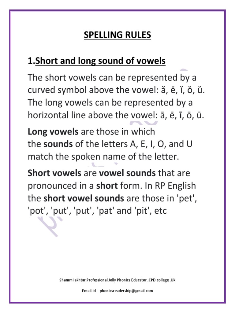 Spelling Rules Handout PR | PDF | Linguistics | Phonetics
